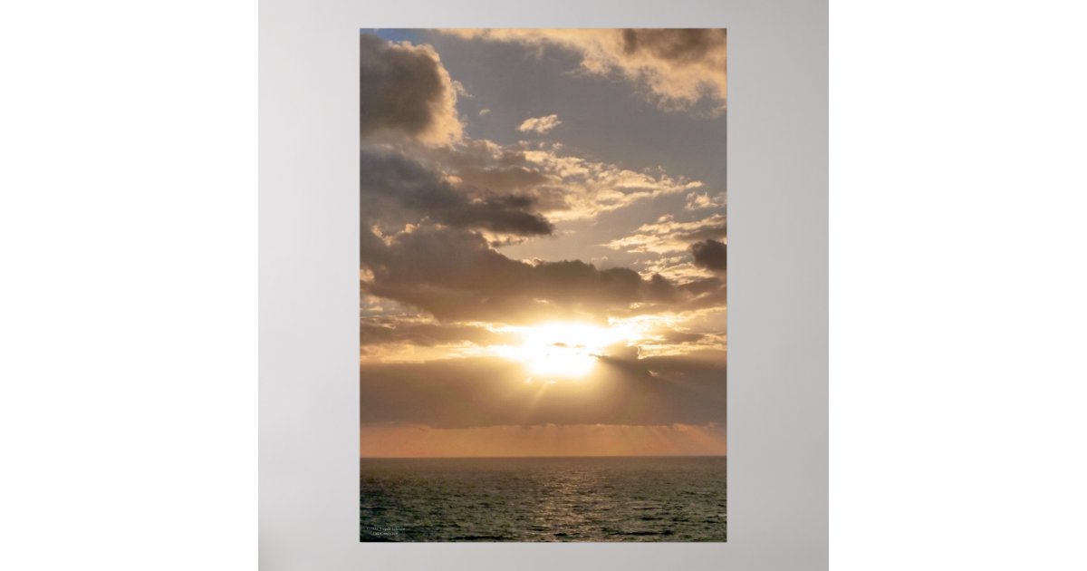 Sunrise Rays over Ocean Poster | Zazzle