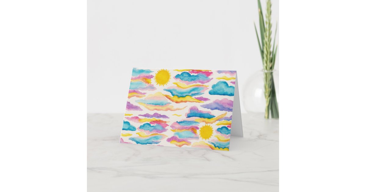 Sunrise Sunset Watercolor Blank Greeting Card | Zazzle