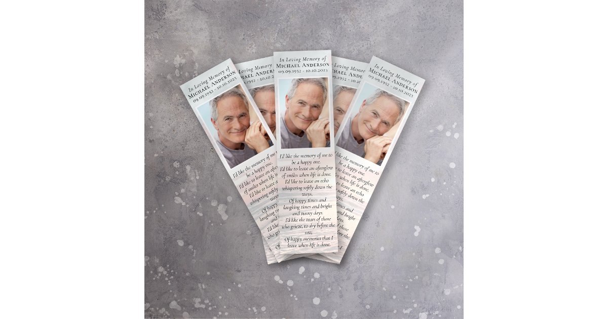 Sunset | 2x7" DIY Funeral Bookmark Template | Zazzle