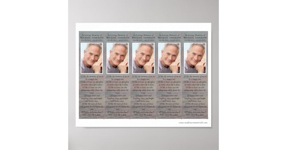 Sunset | 2x7" DIY Funeral Bookmark Template Poster | Zazzle