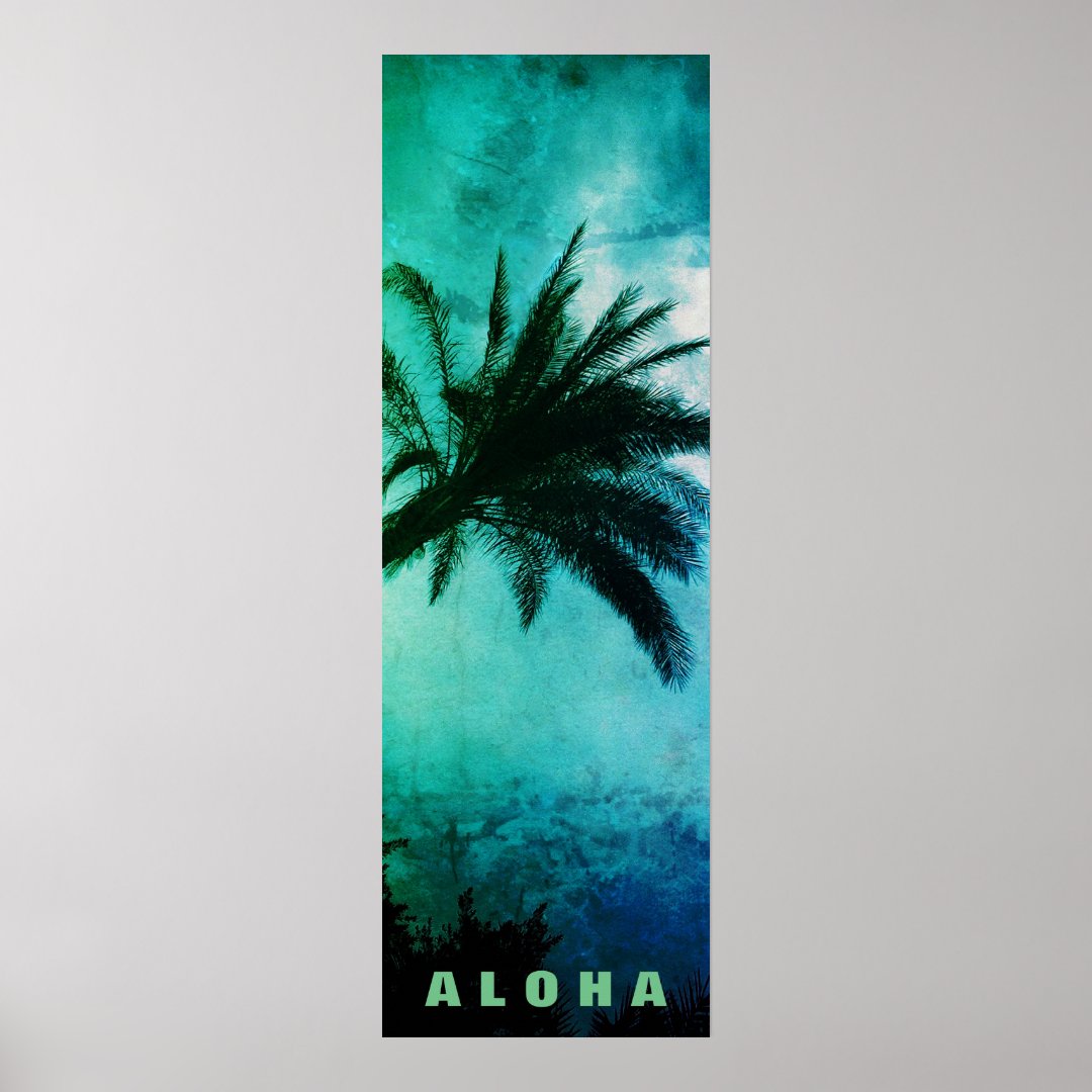 Sunset Aloha Hawaii Palm Trees Tropics Travel Poster | Zazzle