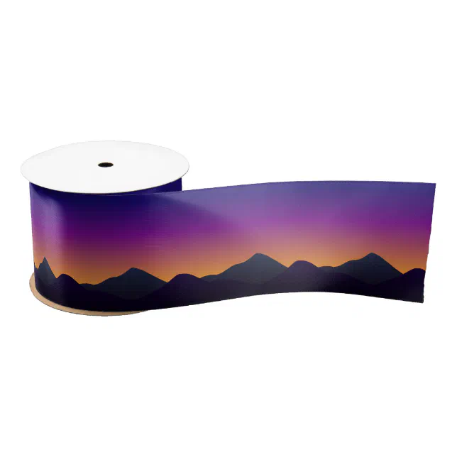 Sunset and mountains drawing ribbon | Zazzle