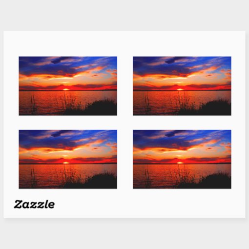 Sunset Art Rectangular Sticker | Zazzle