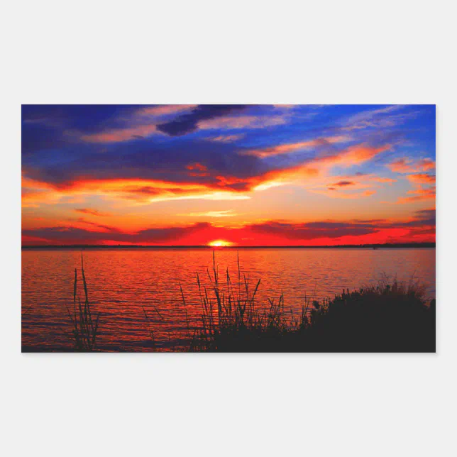Sunset Art Rectangular Sticker | Zazzle