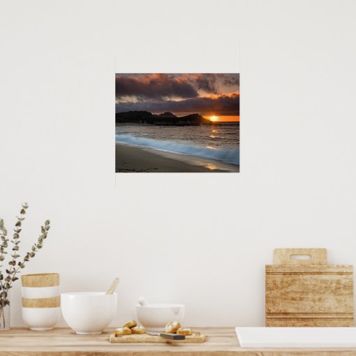 Sunset at Monastery Beach, Carmel, California, Poster | Zazzle