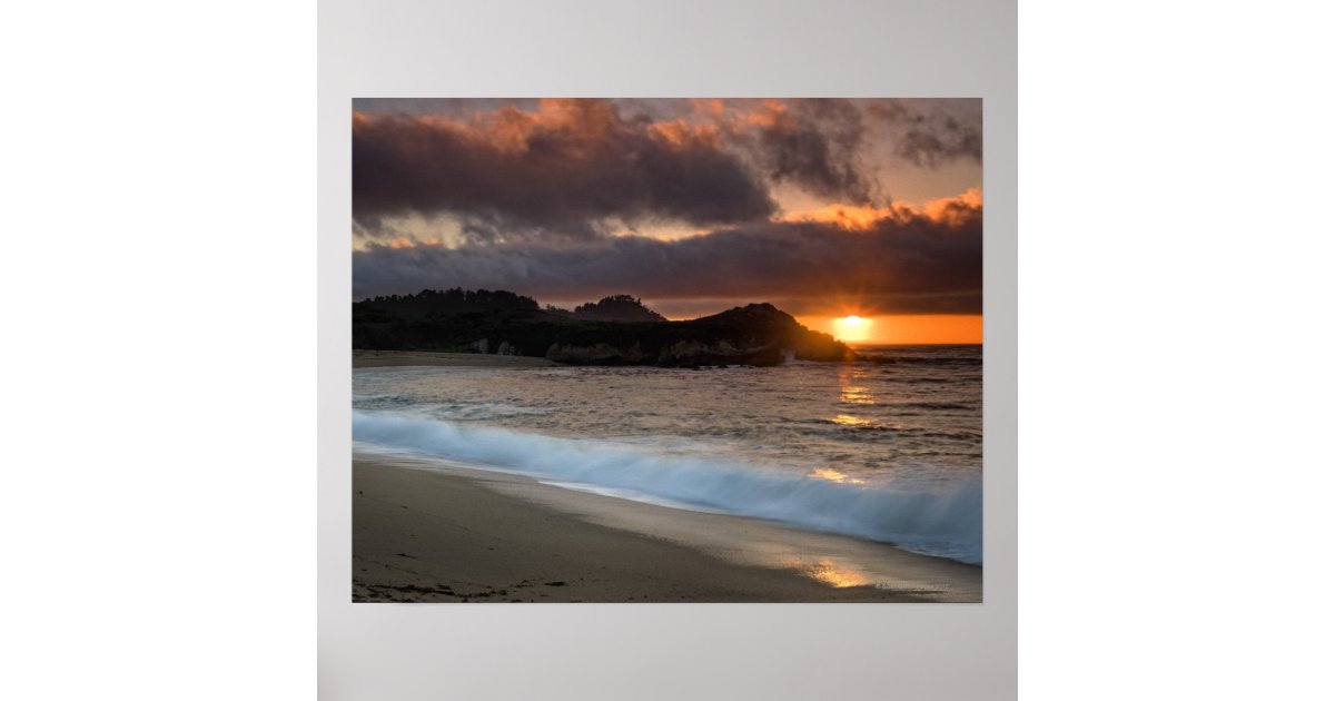 Sunset at Monastery Beach, Carmel, California, Poster | Zazzle