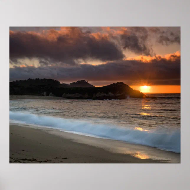 Sunset at Monastery Beach, Carmel, California, Poster | Zazzle