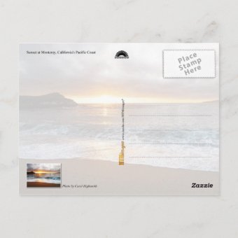 Sunset at Monterey, California's Pacific Coast Postcard | Zazzle