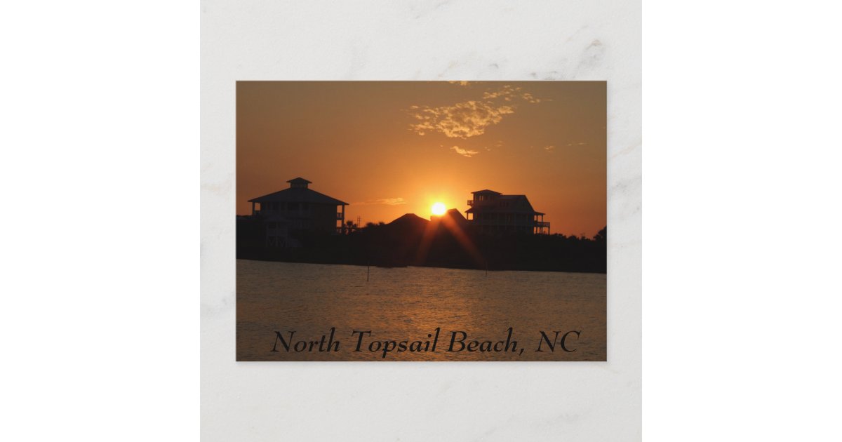 Sunset at North Topsail, North Topsail Beach, NC Postcard | Zazzle