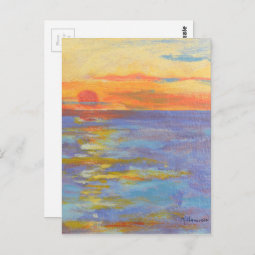 Sunset at Sea Post Cards, Ocean Sundown, Fine Art Postcard | Zazzle