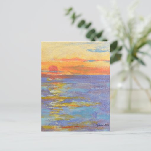 Sunset at Sea Post Cards, Ocean Sundown, Fine Art Postcard | Zazzle
