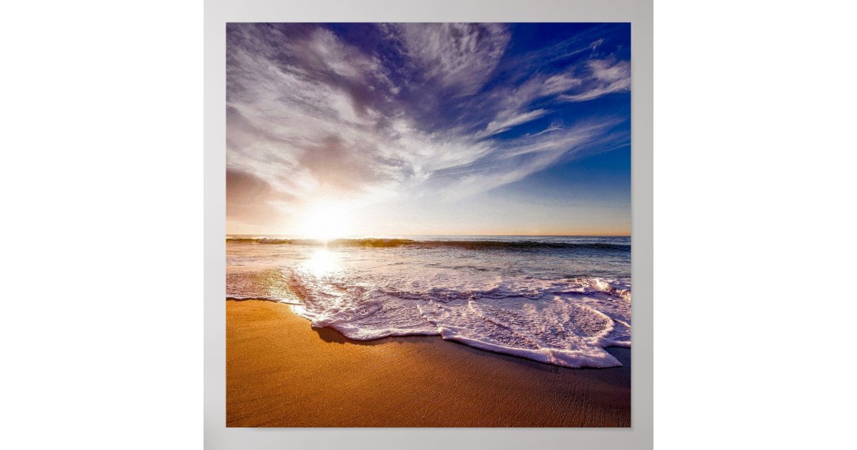 SUNSET BEACH OCEAN BEAUTIFUL TROPICAL POSTER | Zazzle