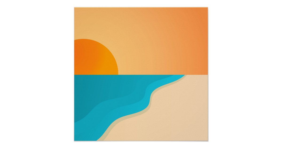 Sunset beach poster | Zazzle