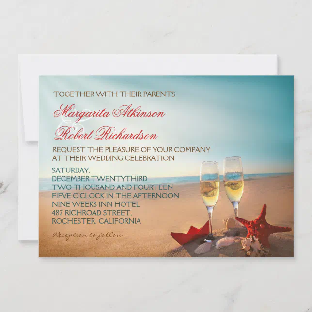 Sunset Beach Romantic Wedding Invitations | Zazzle