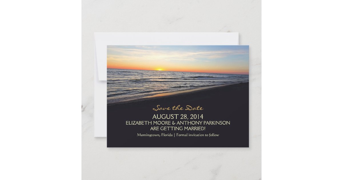 sunset beach sea SAVE THE DATE CARDS | Zazzle