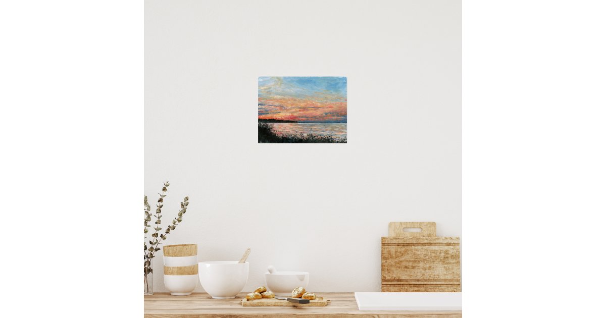 Sunset Beach Shoreline Poster | Zazzle