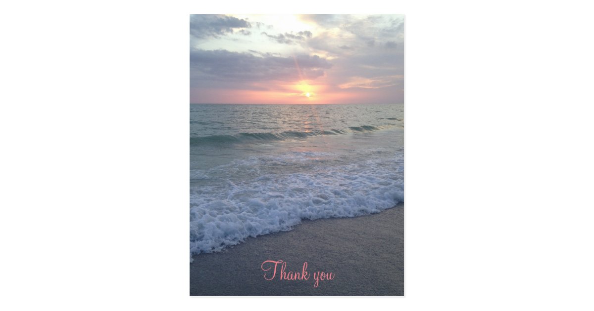 Sunset Beach Thank You Postcard | Zazzle.com
