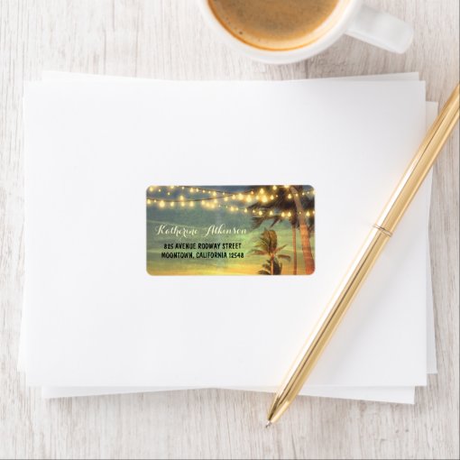 sunset beach wedding address labels | Zazzle