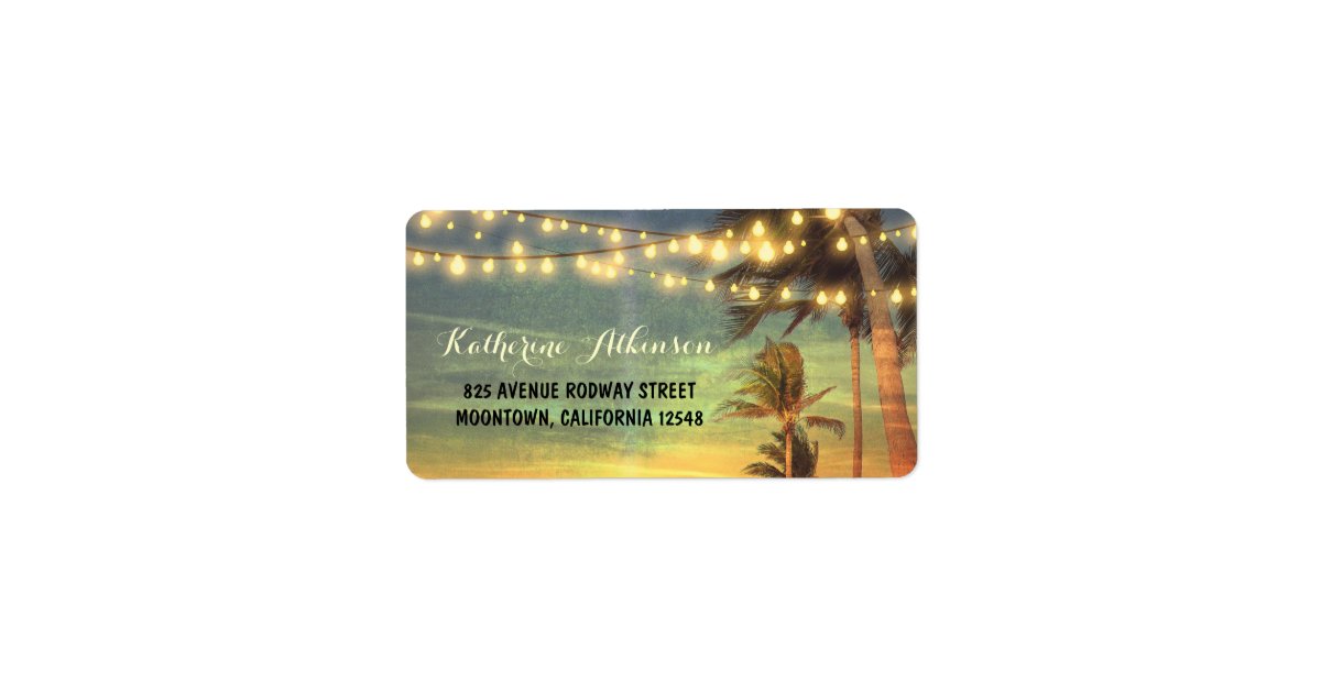 sunset beach wedding address labels | Zazzle