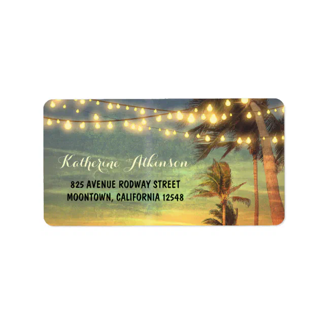 sunset beach wedding address labels | Zazzle