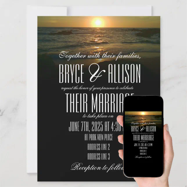 Sunset Beach Wedding Invitation | Zazzle