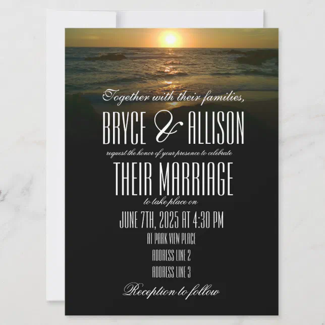 Sunset Beach Wedding Invitation | Zazzle