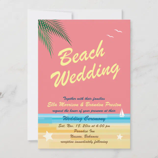 Sunset Beach Wedding Invitation | Zazzle