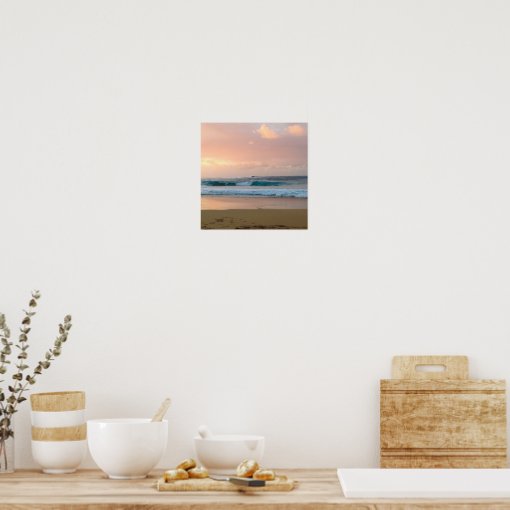 Sunset Beach with ocean Poster | Zazzle