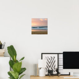 Sunset Beach with ocean Poster | Zazzle