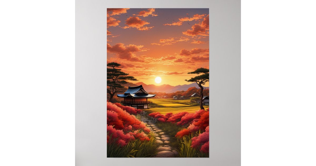 Sunset Beauty in the Japanese Countryside Poster | Zazzle