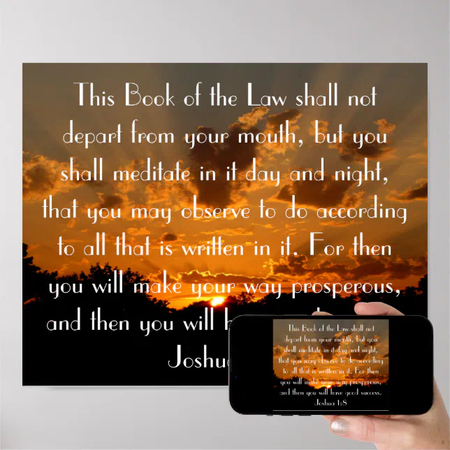 sunset bible verse Joshua 1:8 Poster | Zazzle