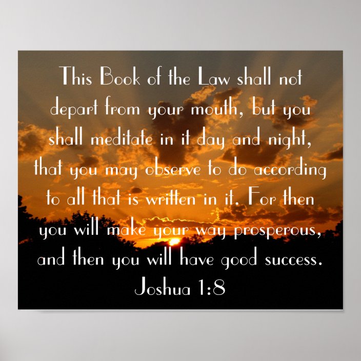 sunset bible verse Joshua 1:8 Poster | Zazzle.com