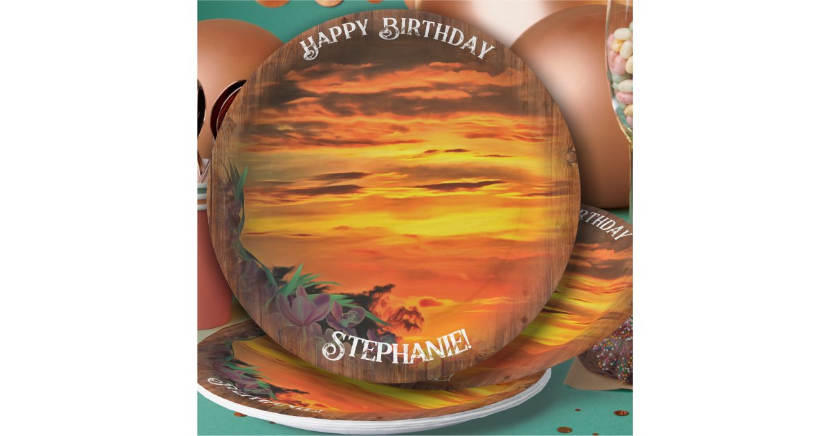 Sunset Birthday 2584 Paper Plates | Zazzle