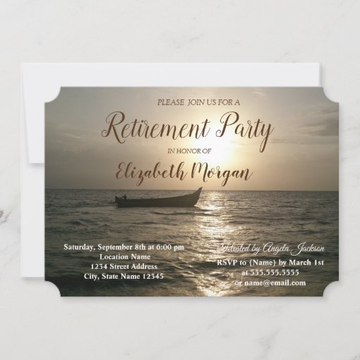 Sunset Boat Retirement Party Invitation | Zazzle