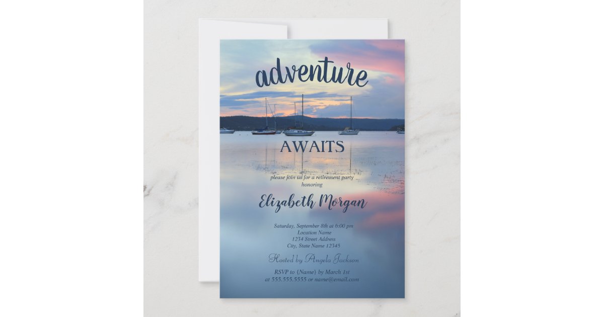 Sunset Boats Retirement Party Invitation | Zazzle
