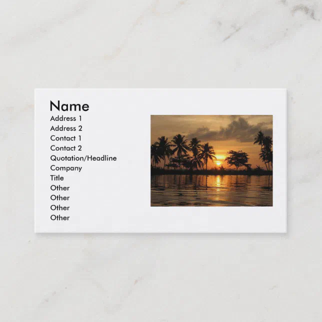 Sunset Business Card | Zazzle