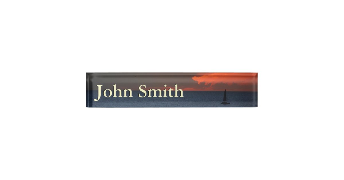 Sunset Clouds and Sailboat Seascape Desk Name Plate | Zazzle