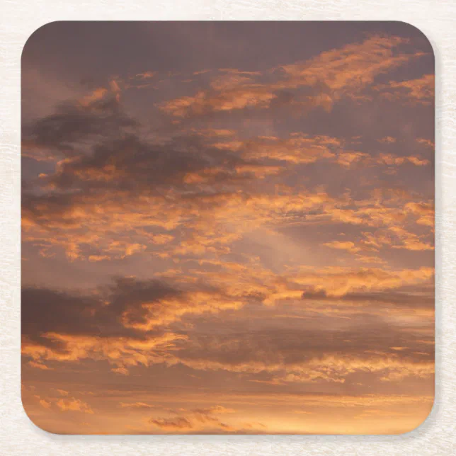 Sunset Clouds I Colorful Sky Photography Square Paper Coaster | Zazzle