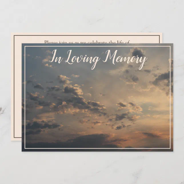 Sunset Clouds Memorial Service Announcement | Zazzle