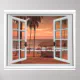 Sunset Coast Beach Ocean Fake Window View Poster | Zazzle