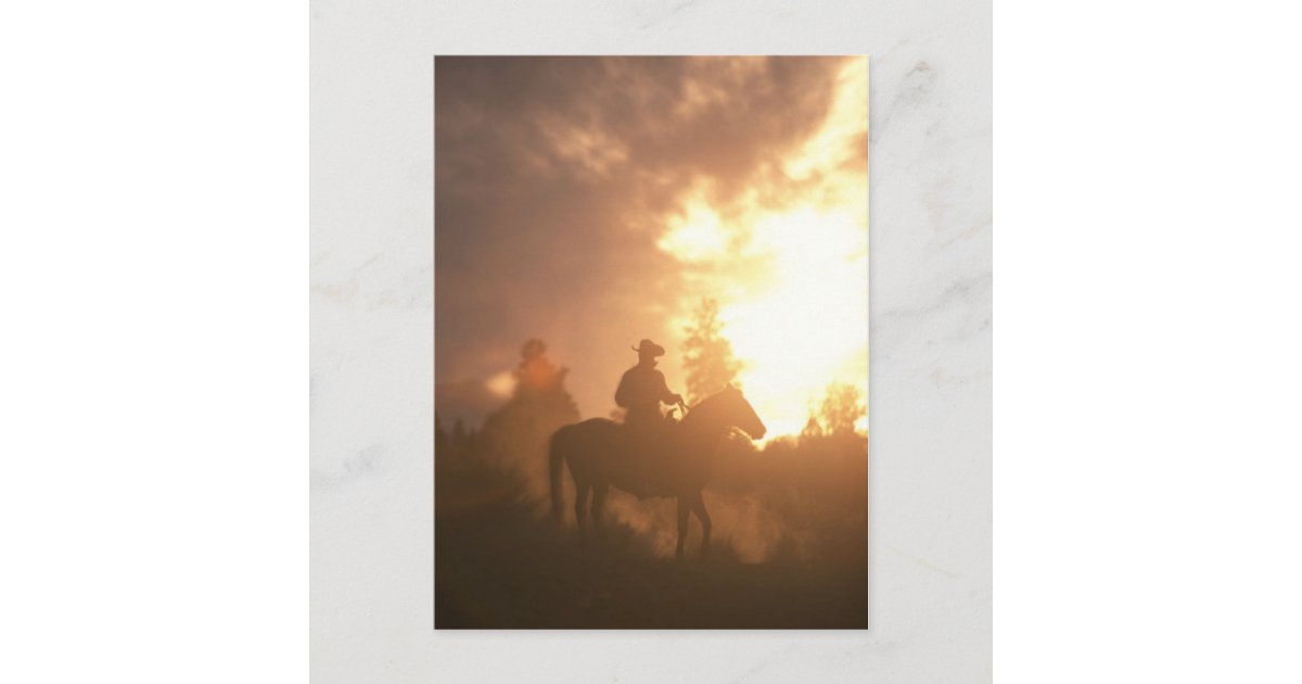 Sunset Cowboy Postcard | Zazzle