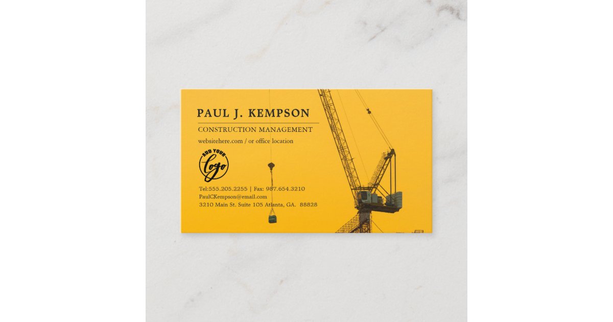 Sunset Crane | Construction Themed Minimal Business Card | Zazzle