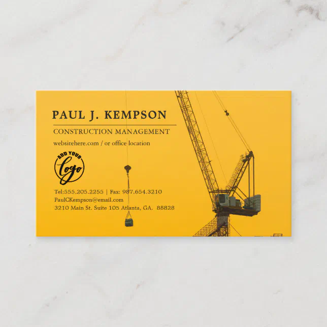 Sunset Crane | Construction Themed Minimal Business Card | Zazzle