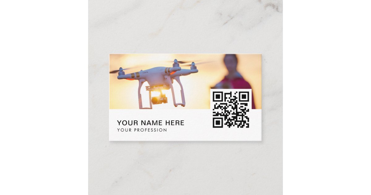 Sunset Drone pilote QR Code Business Card | Zazzle