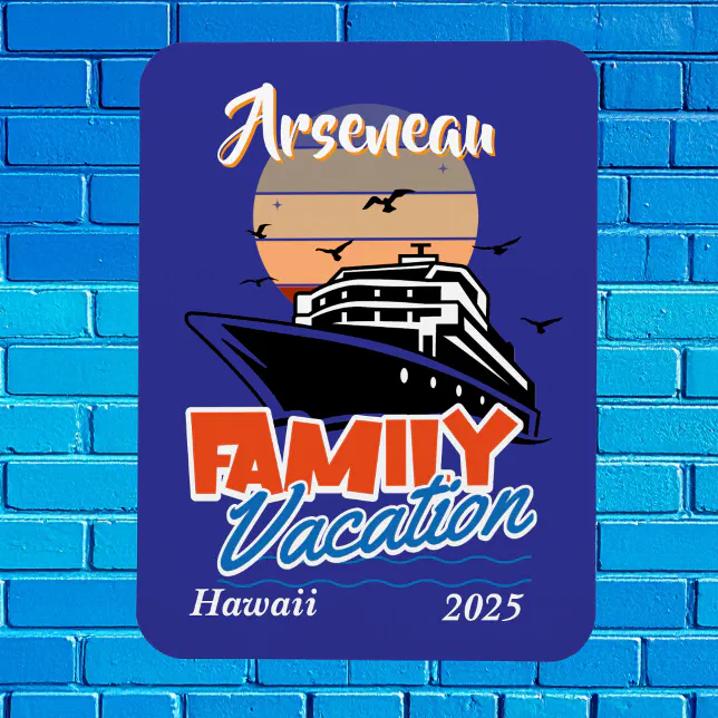 Sunset Family Vacation Blue Personalize Magnet | Zazzle