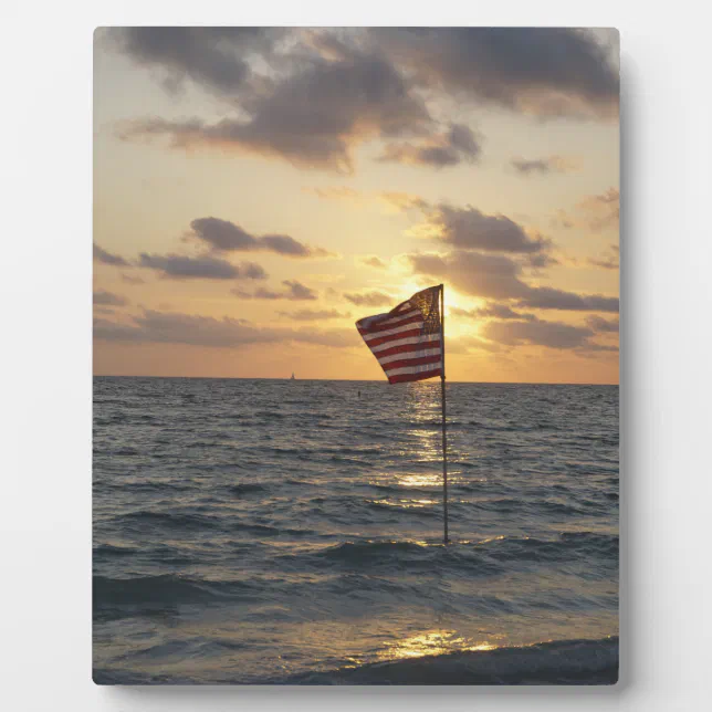 Sunset Flag Plaque | Zazzle