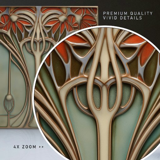 Sunset Flourish Art Nouveau Ceramic Tile | Zazzle