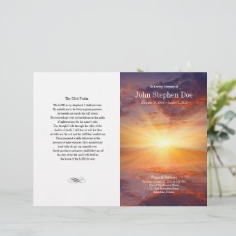 Sunset Funeral Program | Order of Service Memoria | Zazzle