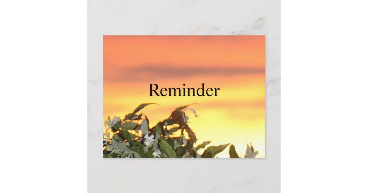 Sunset Gold Reminder Postcard | Zazzle