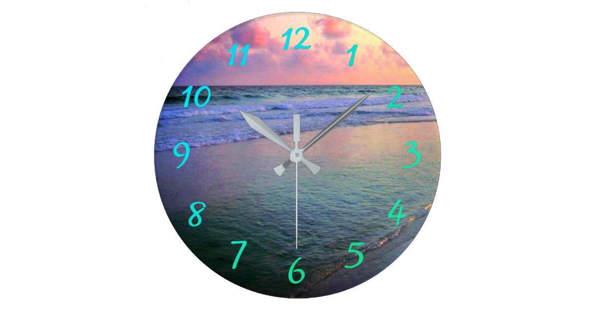 Sunset Gulf Coast Waters Large Clock | Zazzle